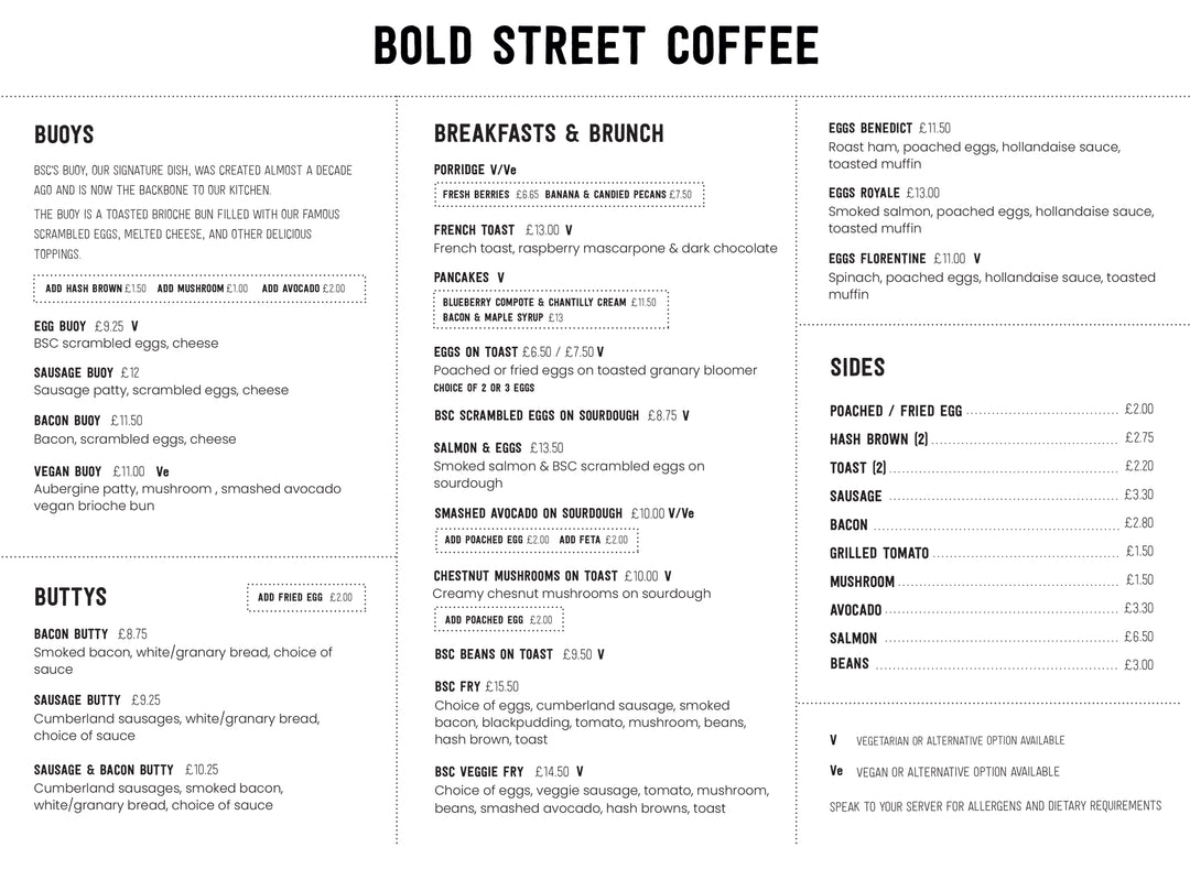 Menu – Bold Street Coffee